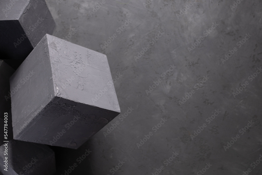 Concrete cube shape on floor background texture. Cement block as ...