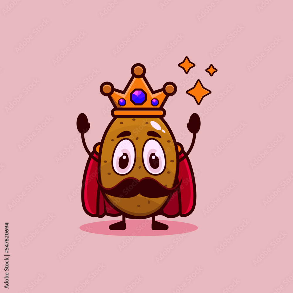 Cute potato cartoon character isolated on cream background Stock Vector ...