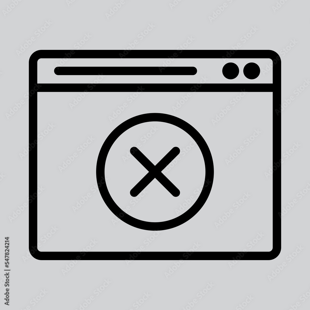 Blocked icon in line style about browser, use for website mobile app ...