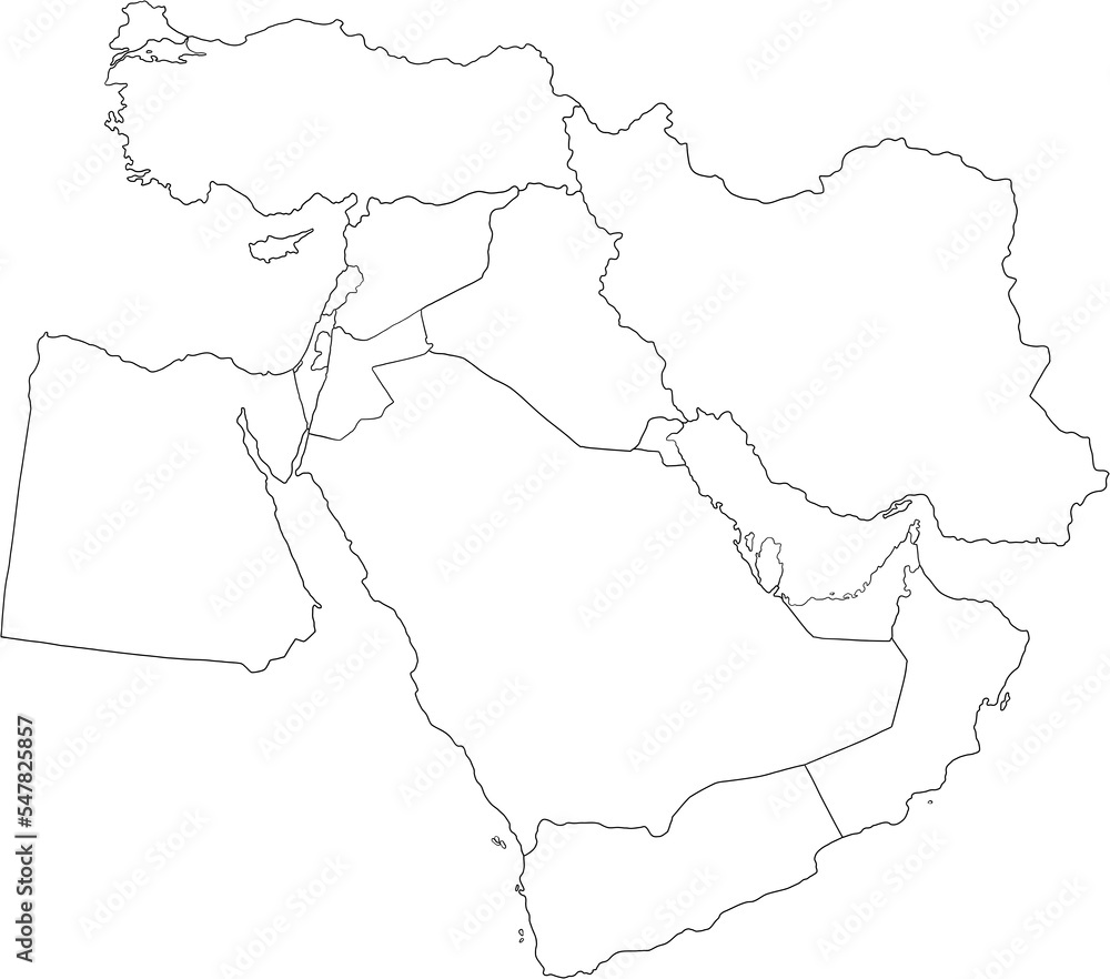 doodle freehand drawing of middle east countries map. Stock ...