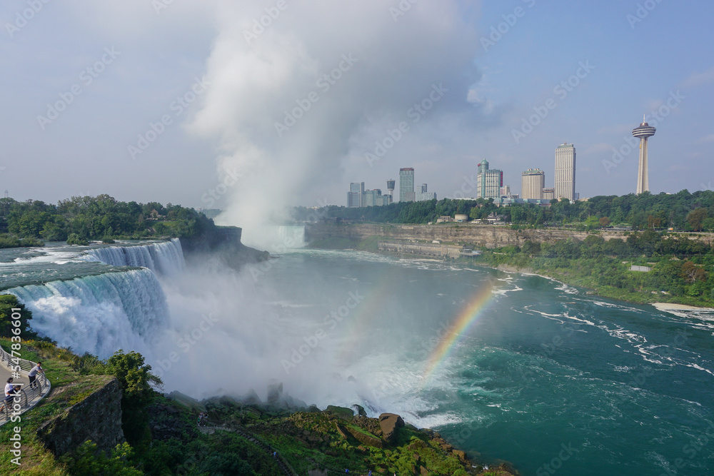 Niagara Falls, NY: View of a rainbow over the Niagara Gorge, from the ...