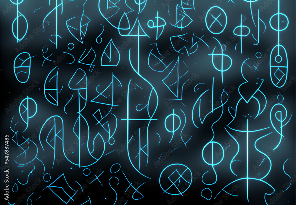 Abstract rune and arcane magic occult symbol background. Mystical ...