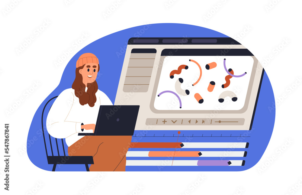 Motion designer at work. Animator making, designing animation with ...