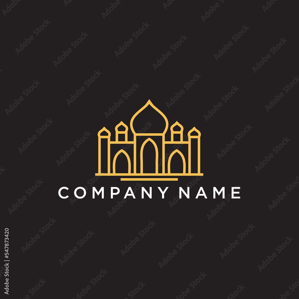 taj mahal logo outline islamic muslim designs, simple premiume vector ...