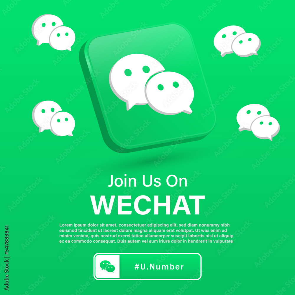 follow us on wechat gradient background with 3d logos . social media ...