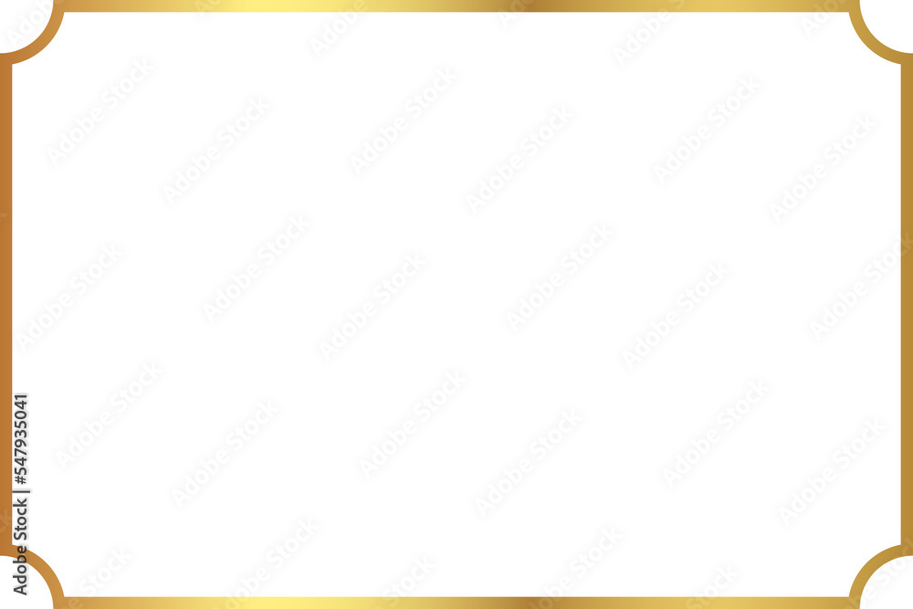 Rectangle golden frame with inverted rounded corner isolated on ...