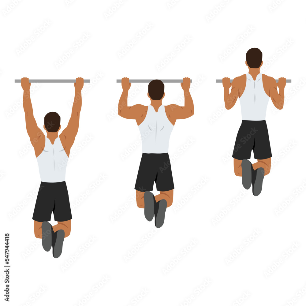 Man doing Lat pulldown pull ups exercise. Flat vector illustration ...