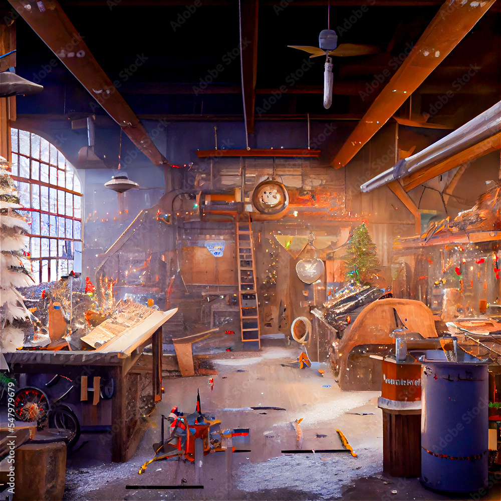 Santa Claus Workshop Stock Illustration | Adobe Stock