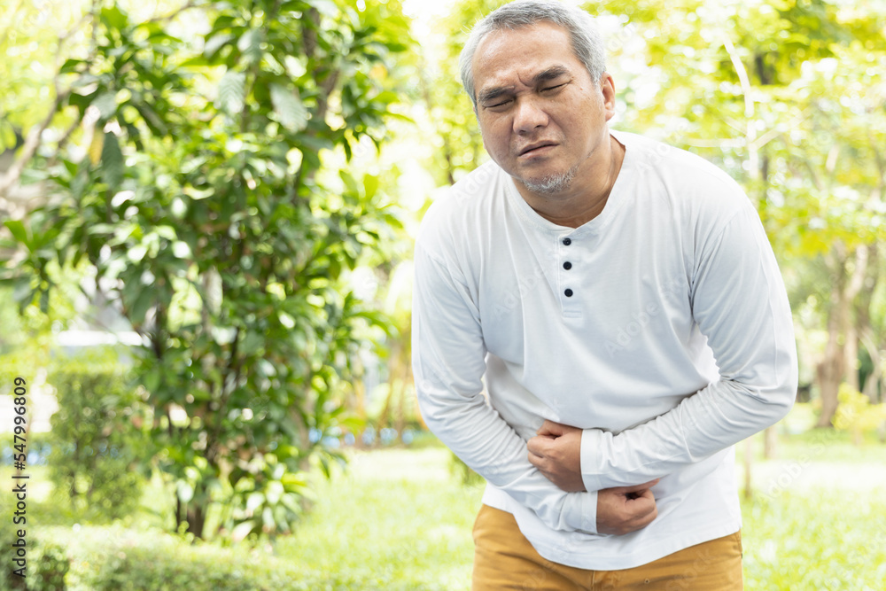Foto old senior asian man being sick with stomachache concept image for ...