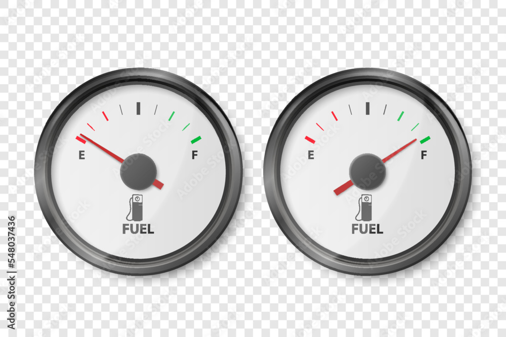 Vector 3d Realistic White and Black Gas Fuel Tank Gauge, Oil Level Bar ...