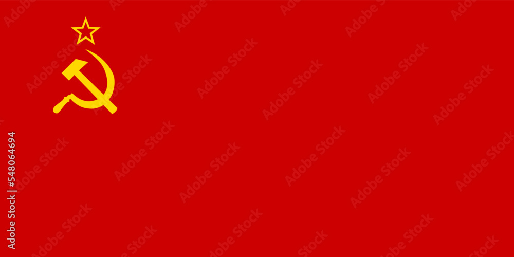 Flag of USSR vector illustration isolated. Hammer and sickle symbol of ...