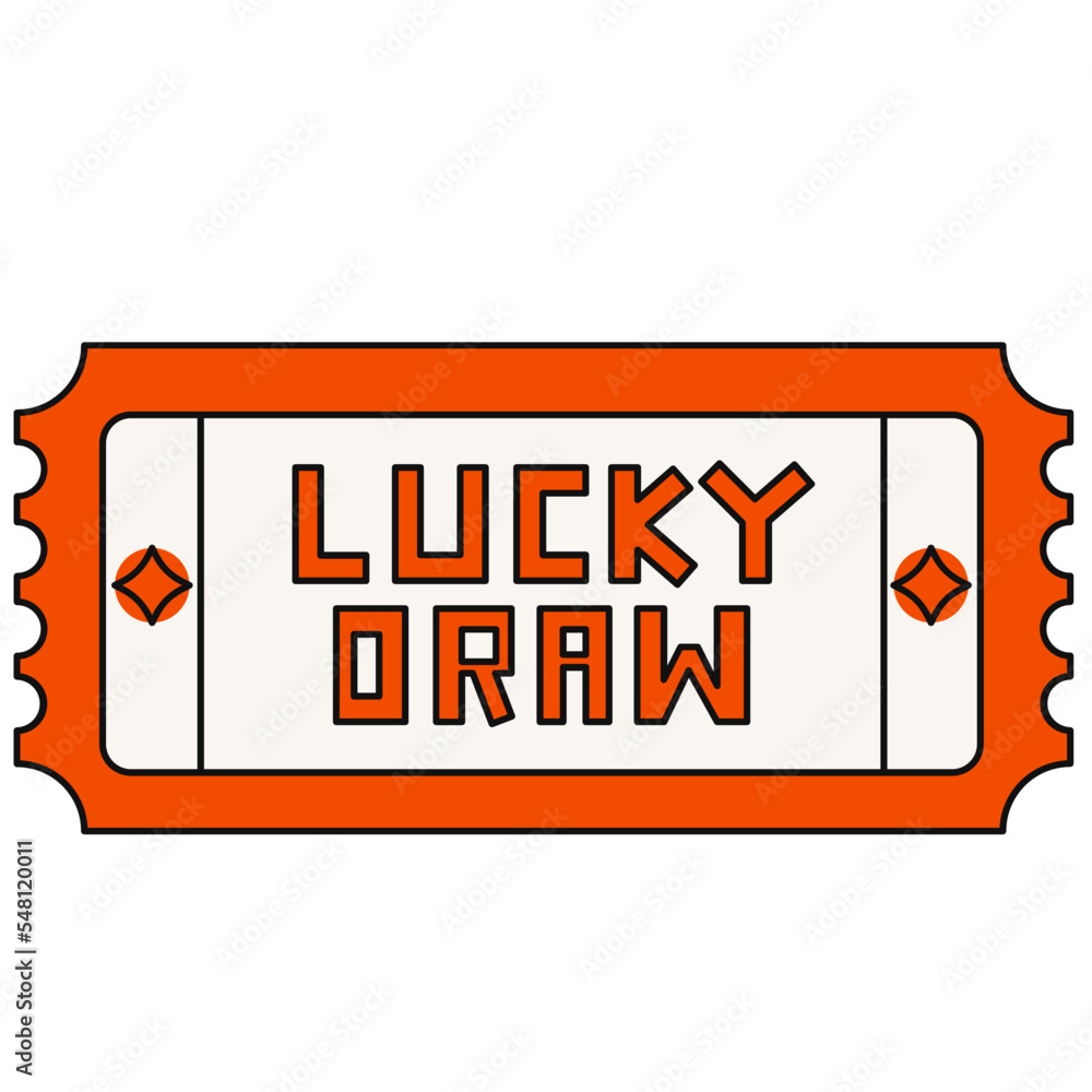 Lucky draw ticket vector illustration in line filled design Stock ...
