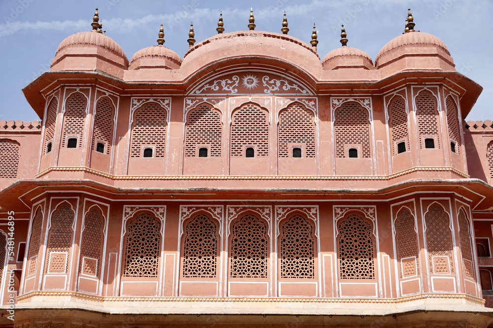 Chandra Mahal at the complex of city palace in Jaipur, India. Front ...
