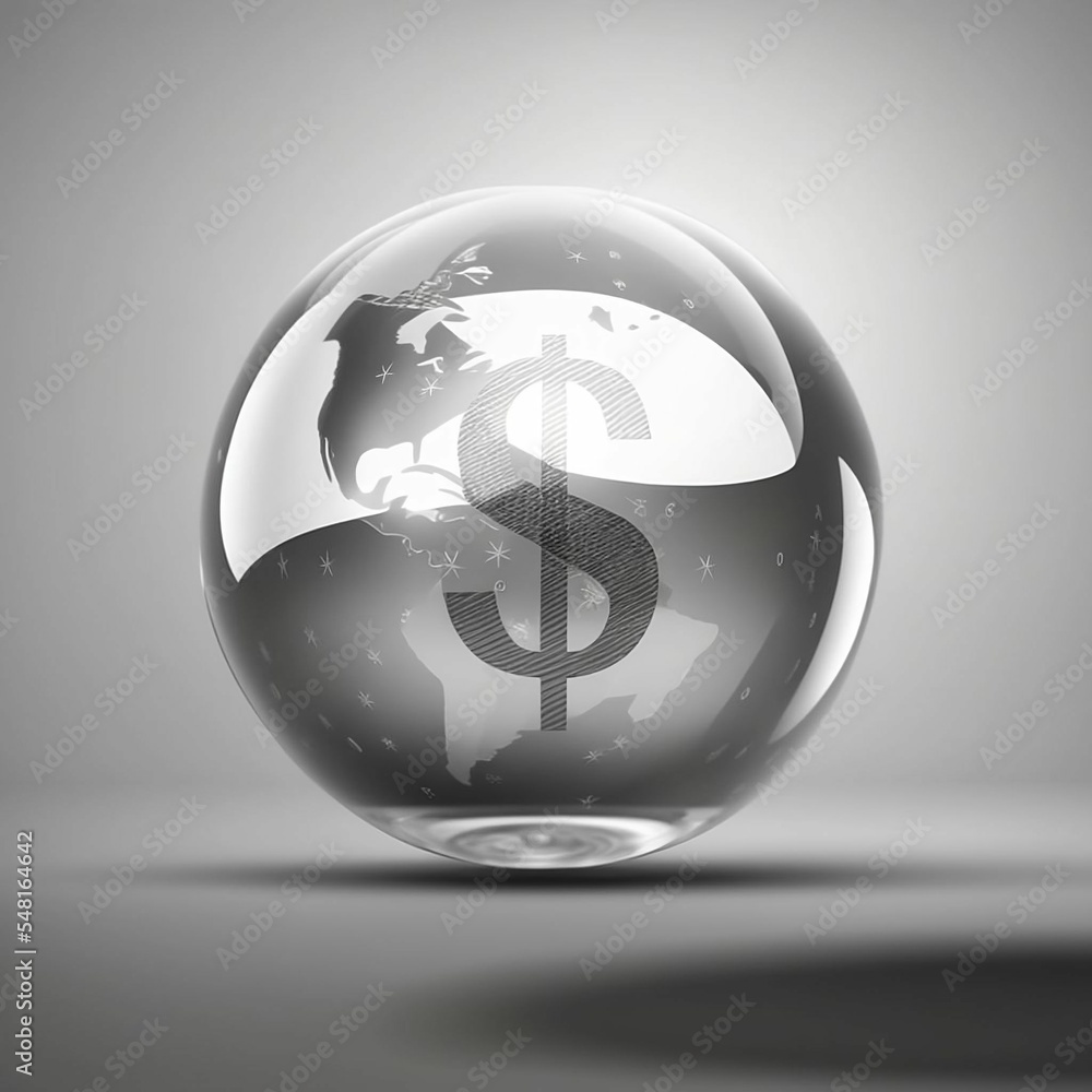 $ Dollar Money Symbol Icon Sign Inside Transparent Crystal Glass Ball ...