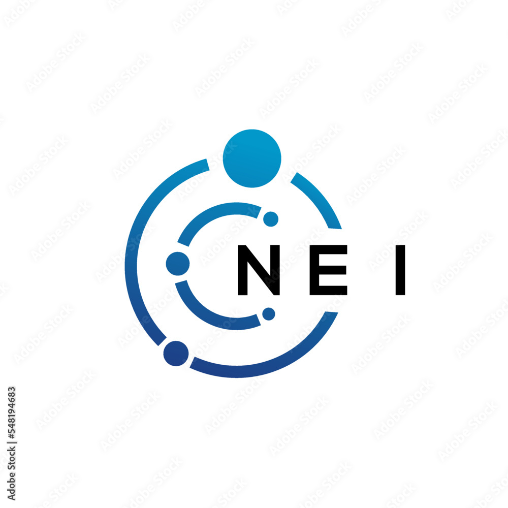NEI letter technology logo design on white background. NEI creative ...