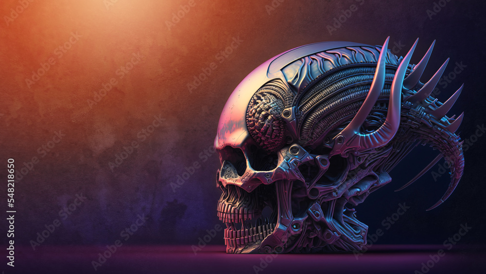 Stock-Illustration „crazy human skull anatomy with spikes, fantasy ...
