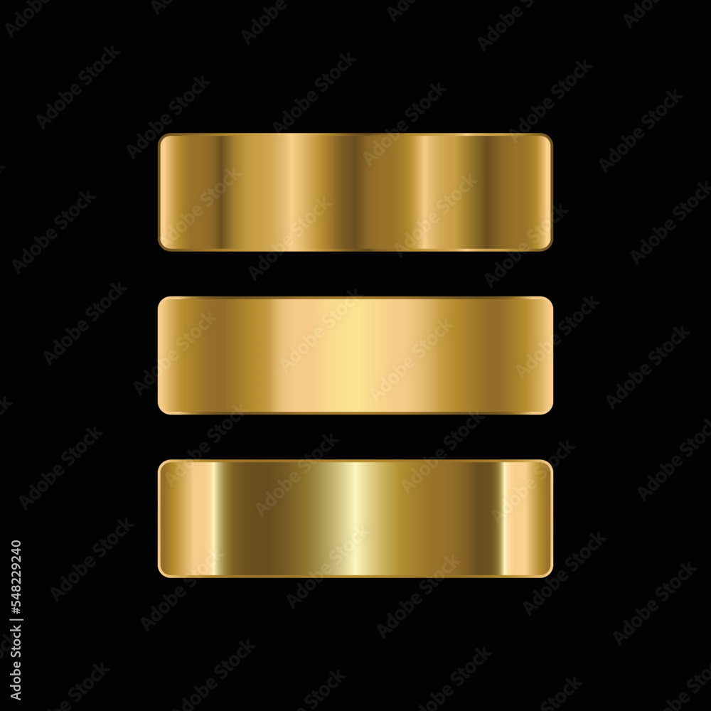 Metallic gold gradient swatches vector Stock Vector | Adobe Stock