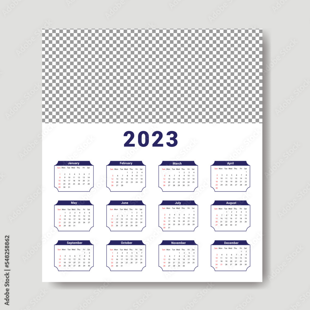 2023 calendar template, clean and unique calendar template design Stock ...