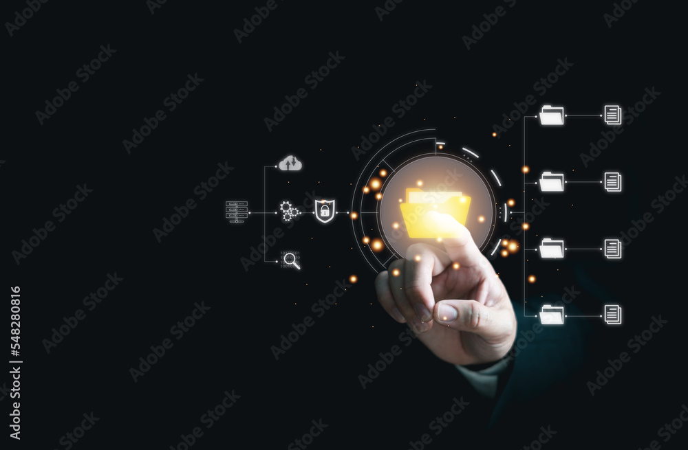 Document Management System (DMS) concept. Enterprise Content Management (ECM), Digital ...