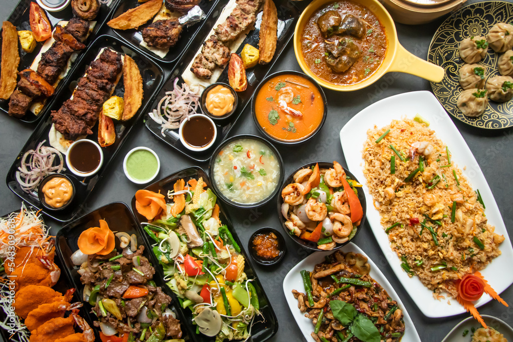 Assorted south indian food, Mutton Brain Masala, Chicken Tangdi ...