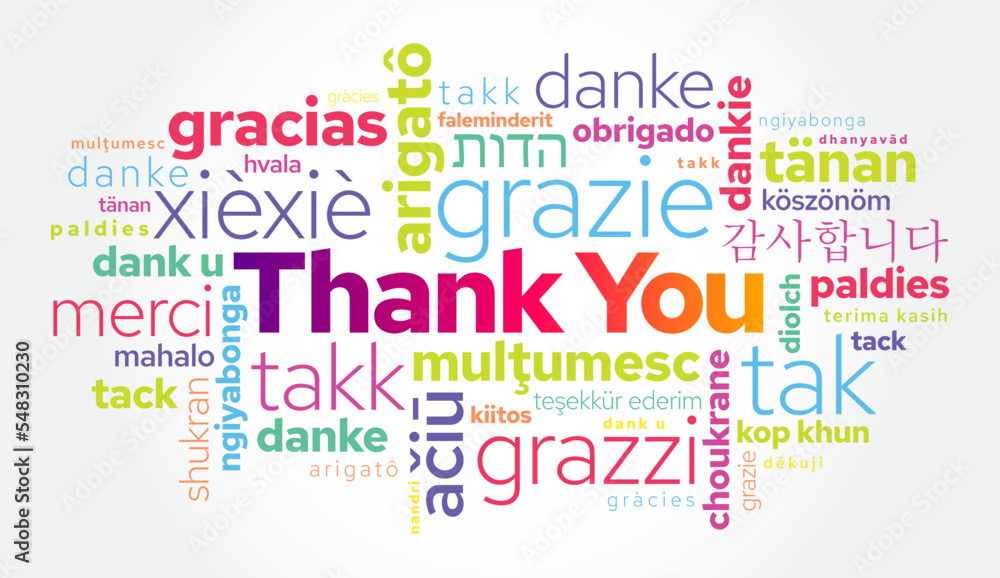 How to Say Thank You in Different Languages, word cloud concept background in many languages ...