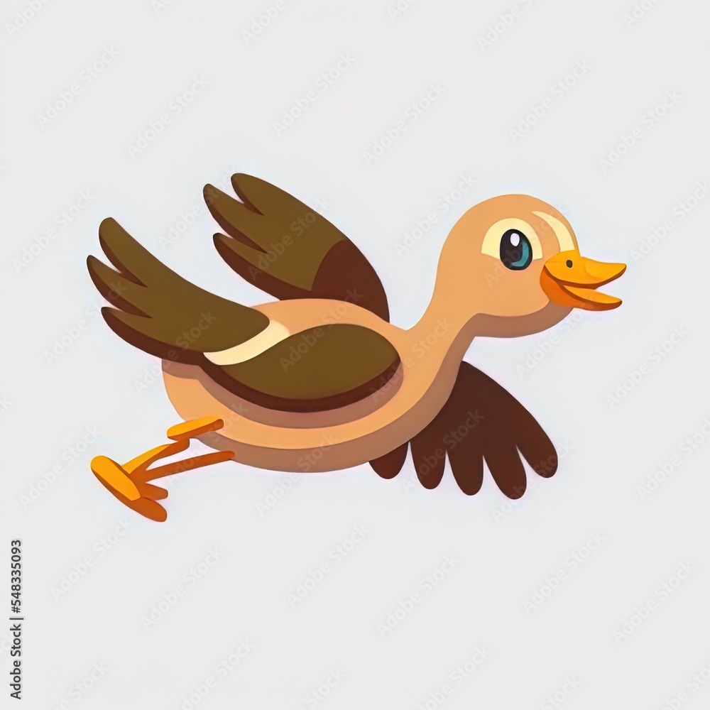 Cute duck bird flying cartoon 2d illustrated icon illustration. animal ...
