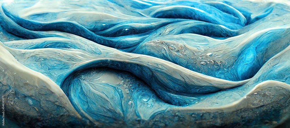 Abstract ice blue glacier dune curves and folds, highly detailed frozen ...
