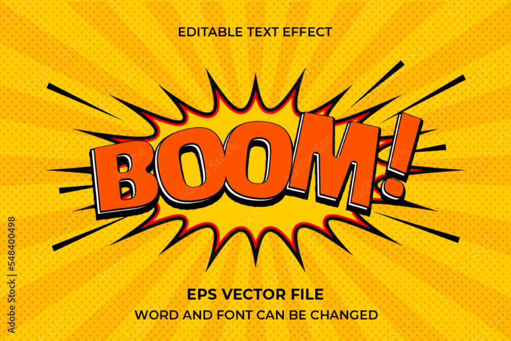 Boom comic text effect editable Stock Vector | Adobe Stock