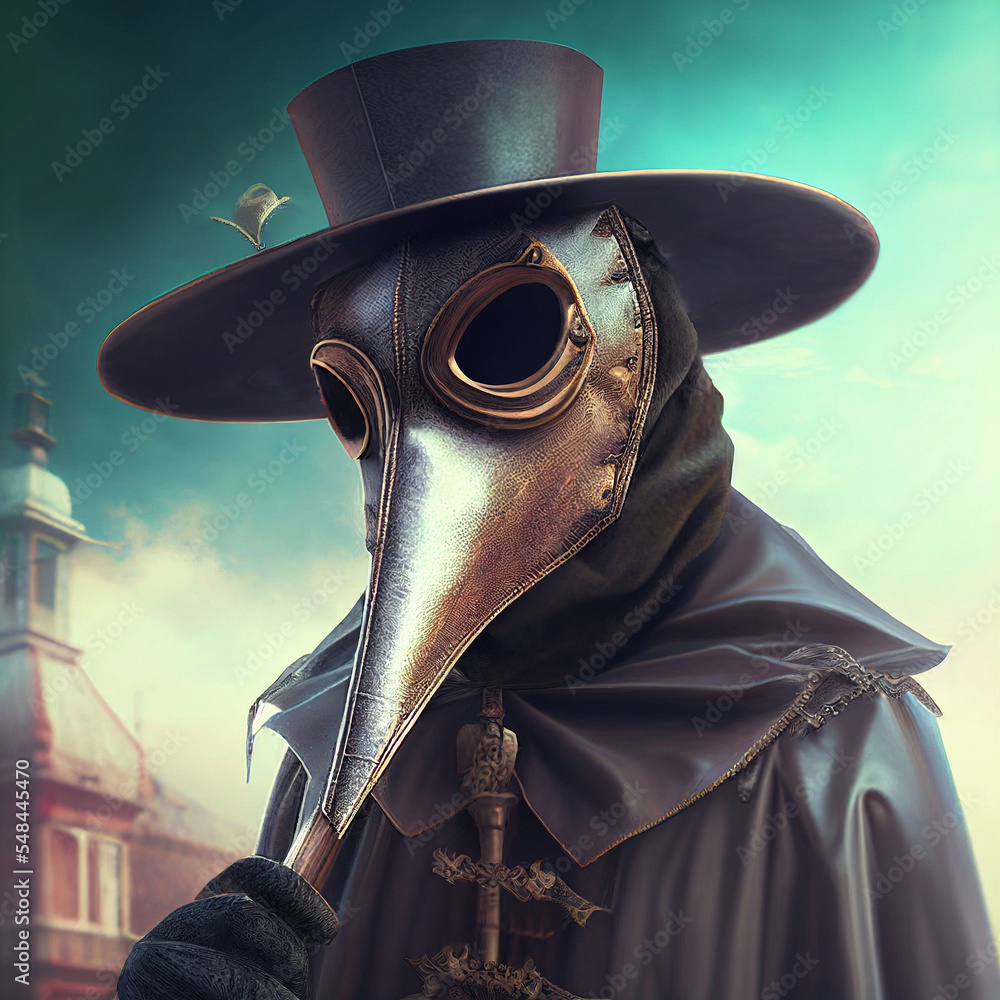 Dark fantasy: creepy plague doctor mask at Venice Carnival, blurred ...