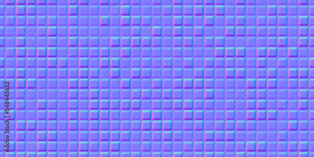Normal map of shower wall mosaic tile seamless pattern. Abstract ...