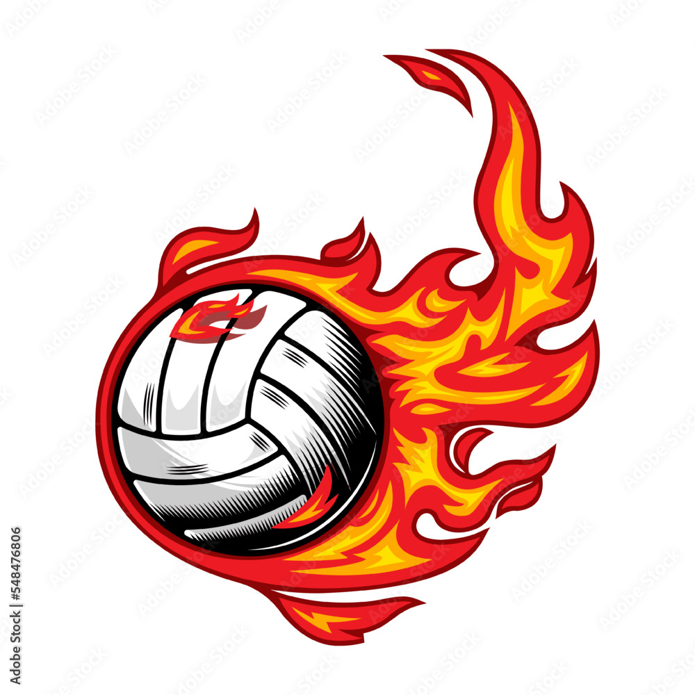 volleyball on fire design Vector illustration. Stock Vector | Adobe Stock