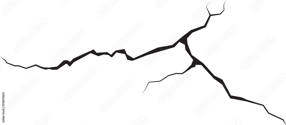 Surface crack and fissure in ground, concrete, crevices from disaster ...