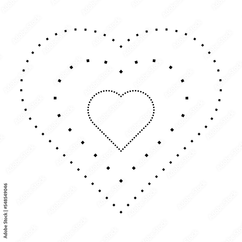 Tracing heart shape symbol, dashed and dotted broken line element for ...