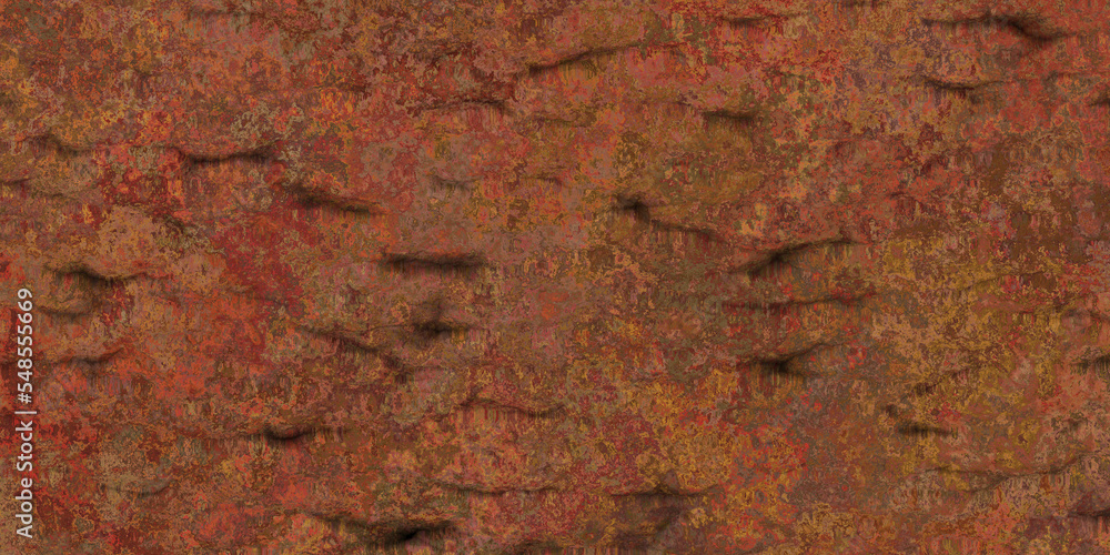 Grunge brown orange dirty shapes in impression surreal rusted stone or ...