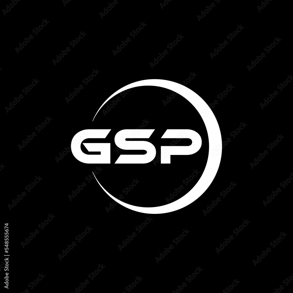 GSP letter logo design with black background in illustrator, cube logo ...