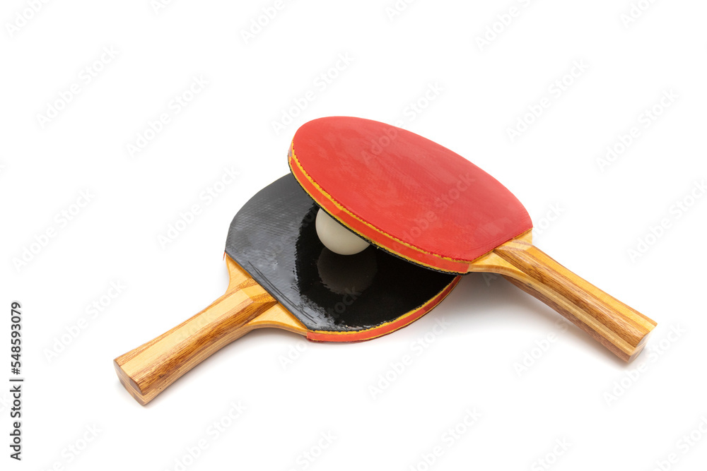 Ping pong racket, isolated on white background. Table tennis (also ...