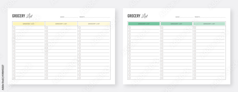 Vector de Stock Grocery List Planner. Shopping List Planner. Printable ...