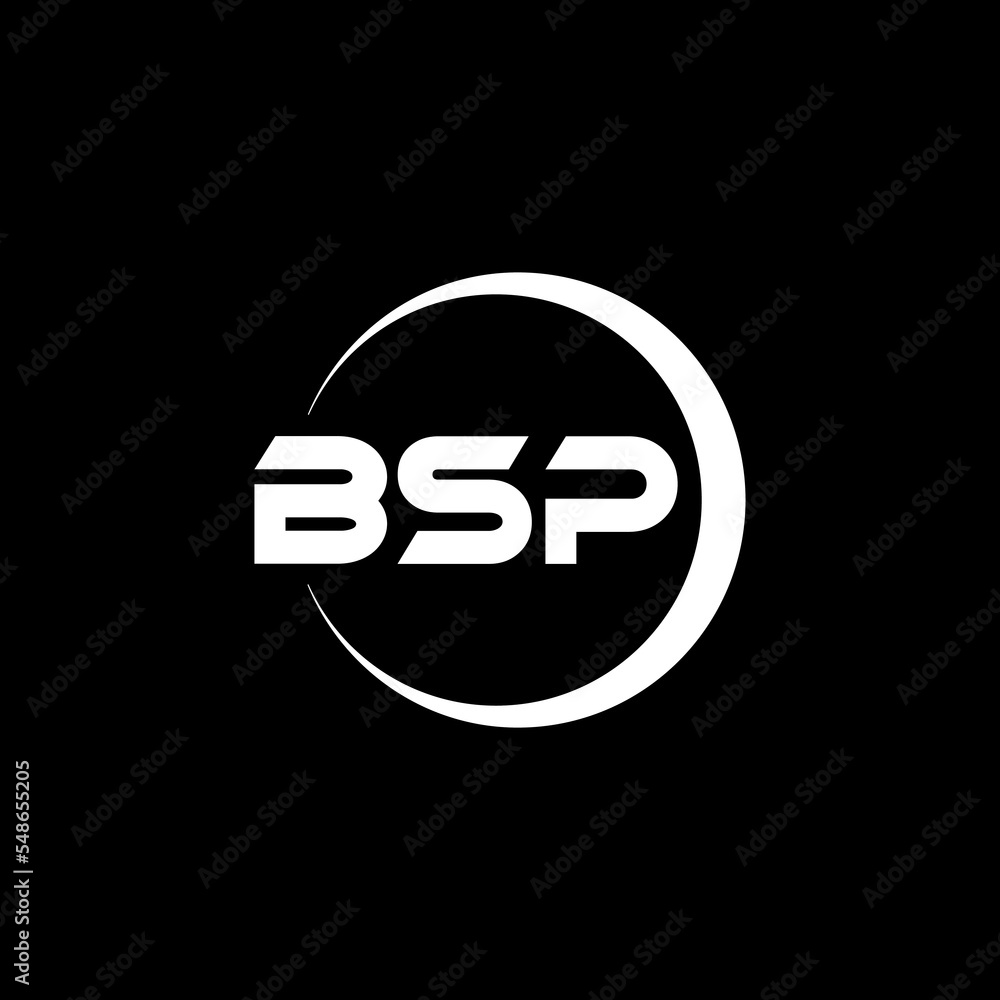 BSP letter logo design with black background in illustrator, cube logo ...