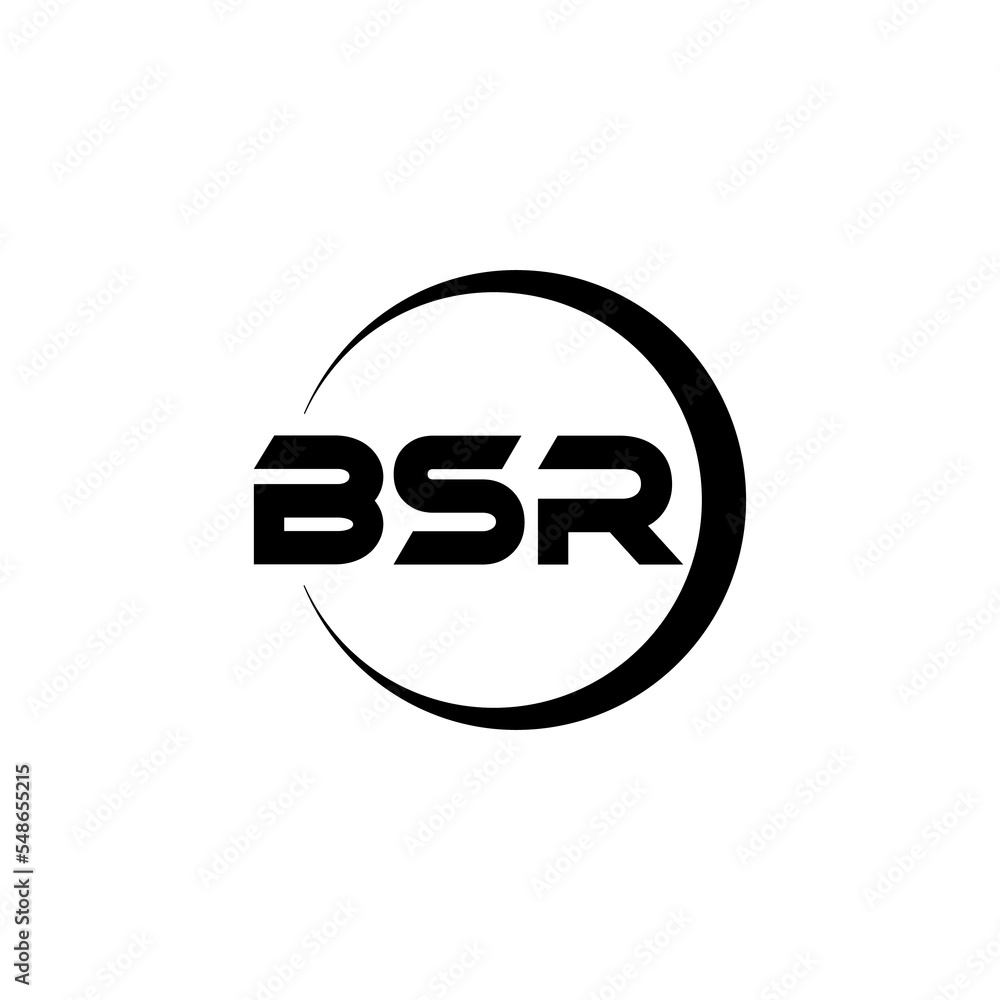 BSR letter logo design with white background in illustrator, cube logo ...
