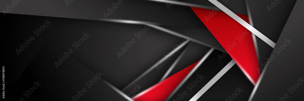 Abstract red and black banner with white line light. Background design ...