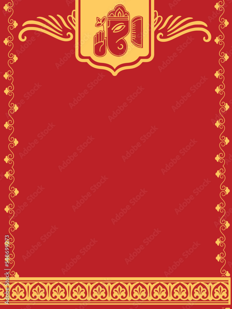 Background of an Indian invitation card, Red and Yellow Wedding ...