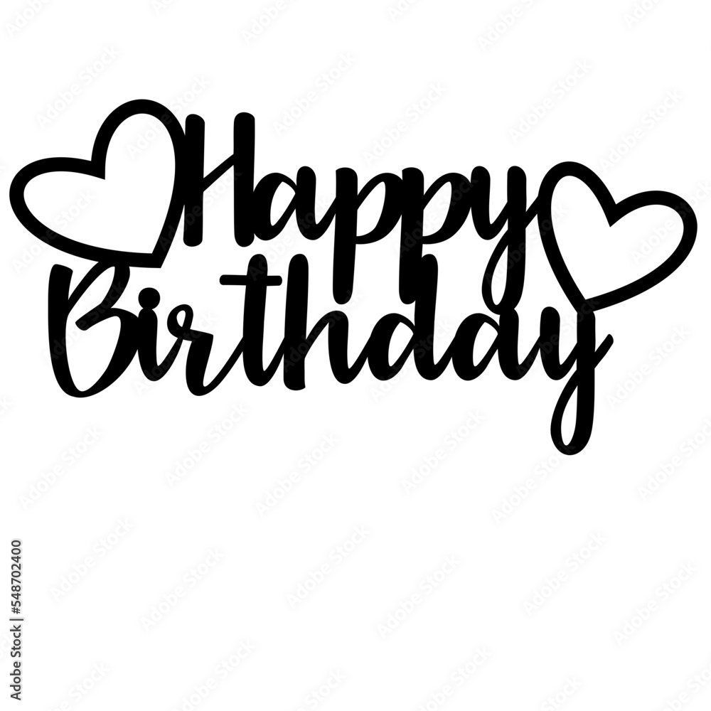 Happy birthday cake topper svg for laser cut Stock Vector | Adobe Stock
