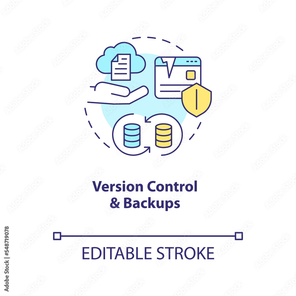 Version control and backups concept icon. Prevent data loss. Save ...