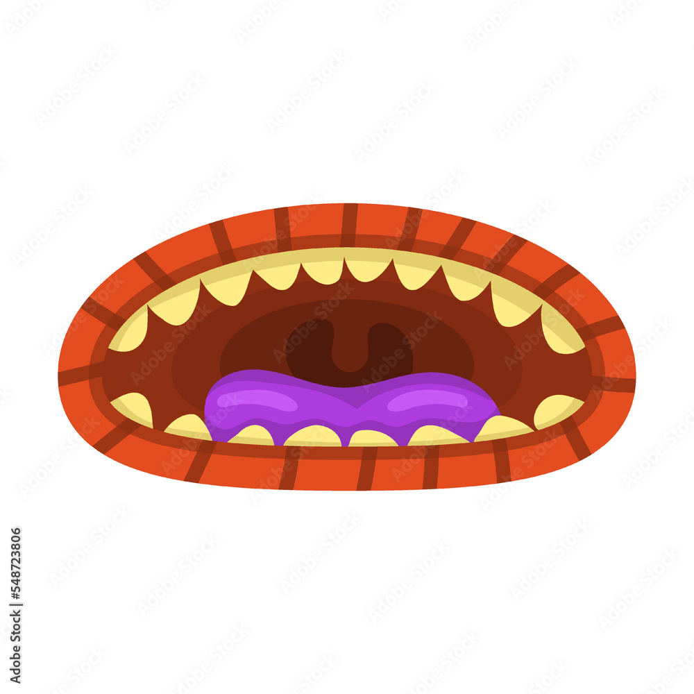 terrible toothy monster mouth cartoon vector illustration. Cute and ...