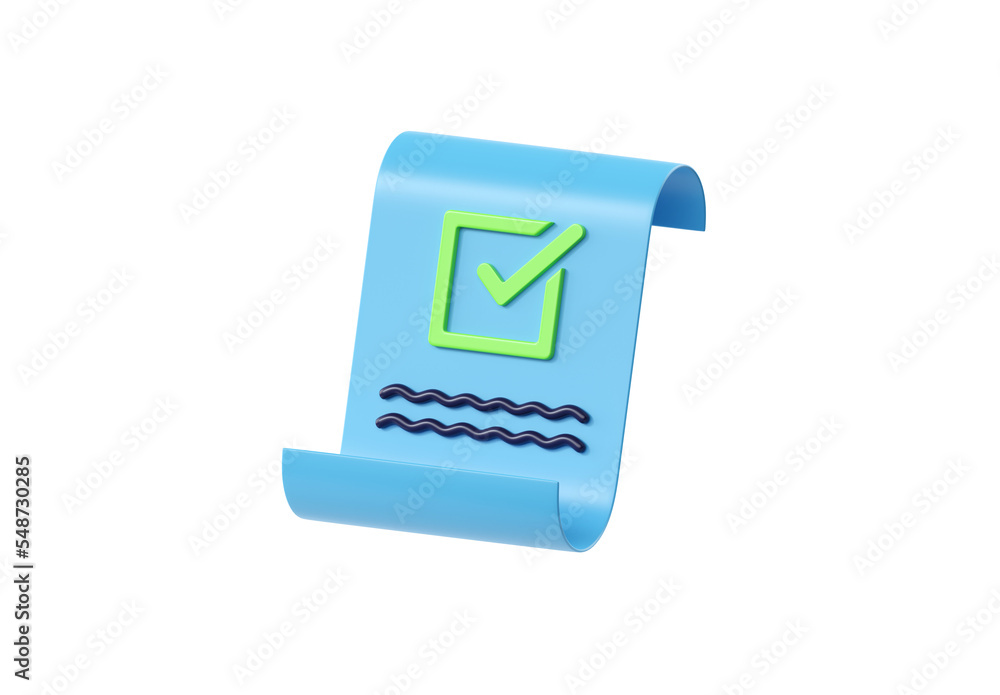 Checklist 3d render icon, register document and check list illustration ...