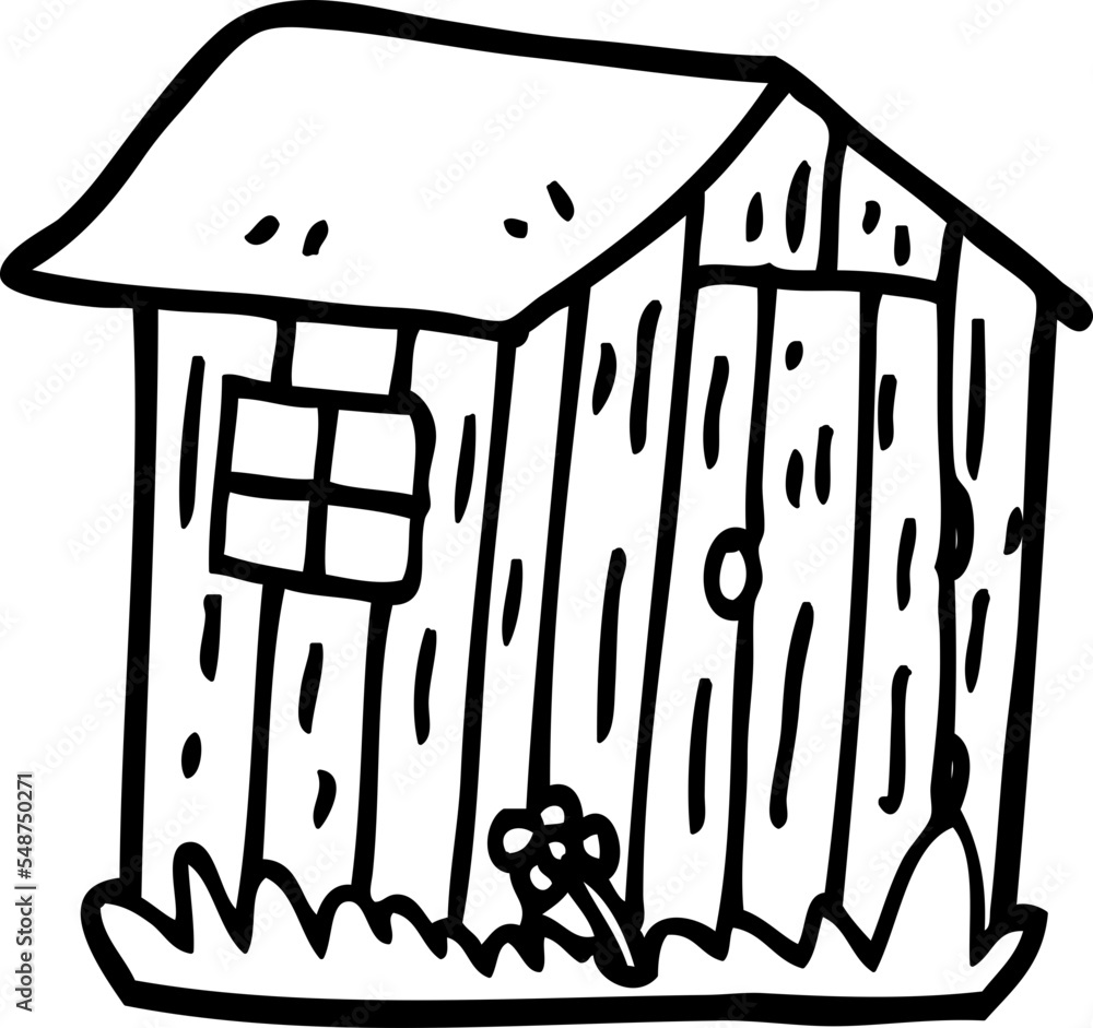 outline cartoon wood shed Stock Vector | Adobe Stock