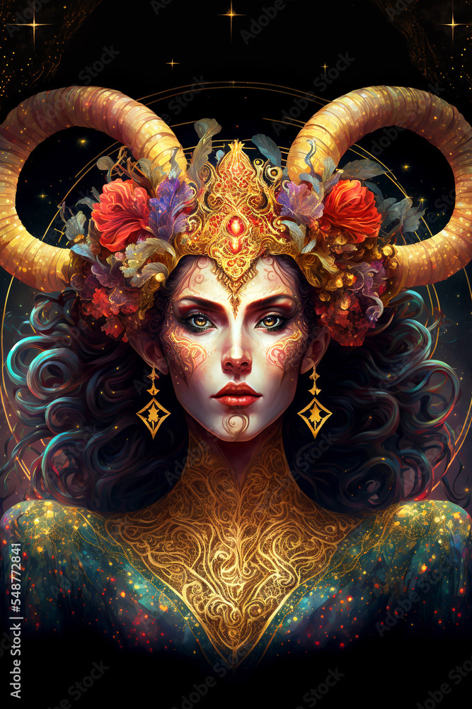Zodiac Sign Character Illustration of Aries, Astrological sign ...