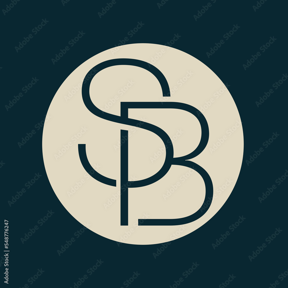 SB monogram logo signature icon.Circle emblem alphabet initials ...