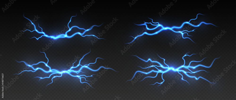 Thunderstorm lightning, thunderbolt strike, realistic electric zipper ...