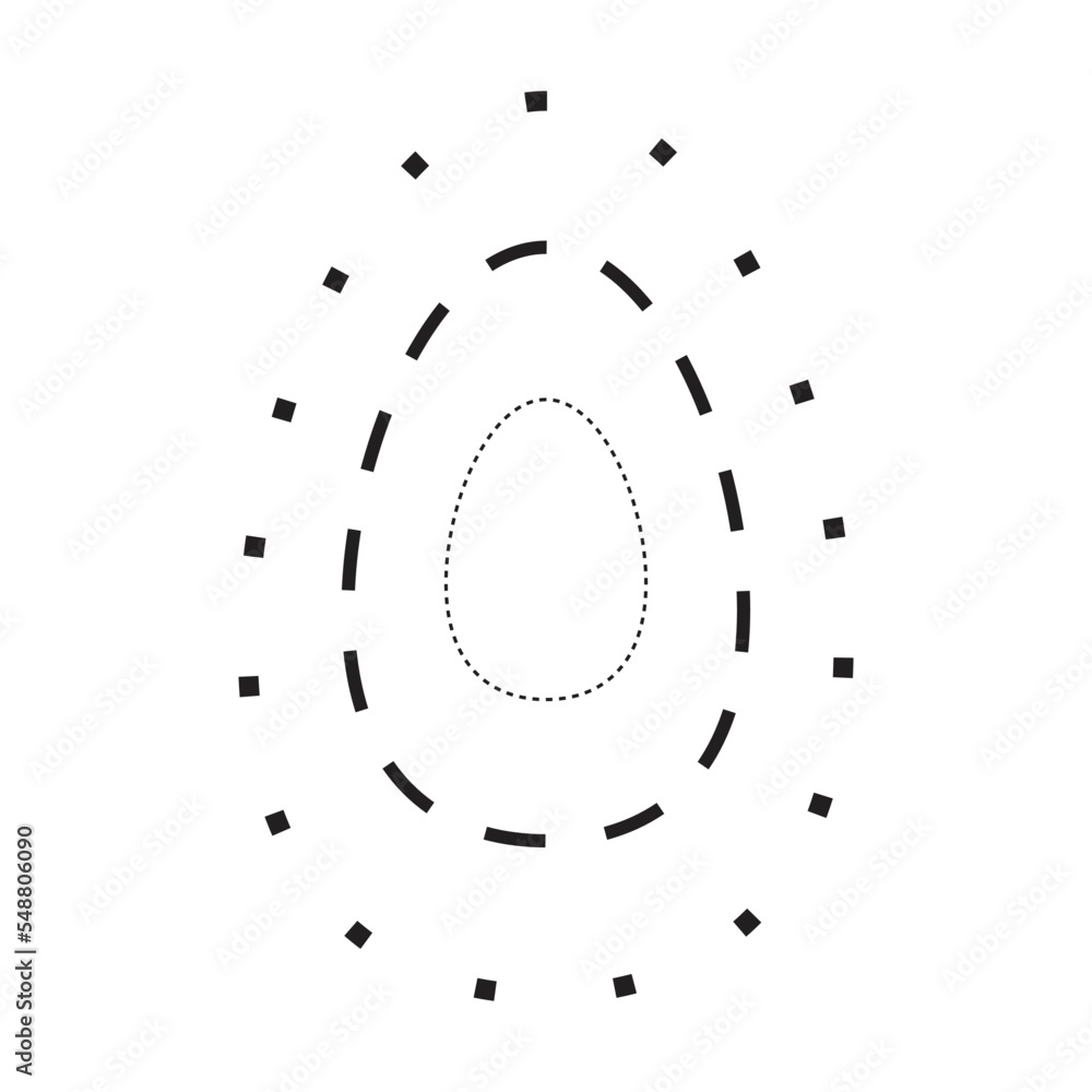 Tracing oval shape symbol, dashed and dotted broken line element for ...
